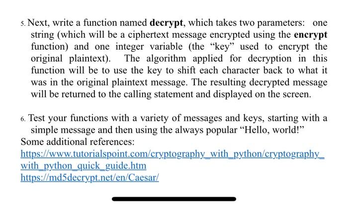 Solved Defining Functions Used to Encode and Decode Messages | Chegg.com