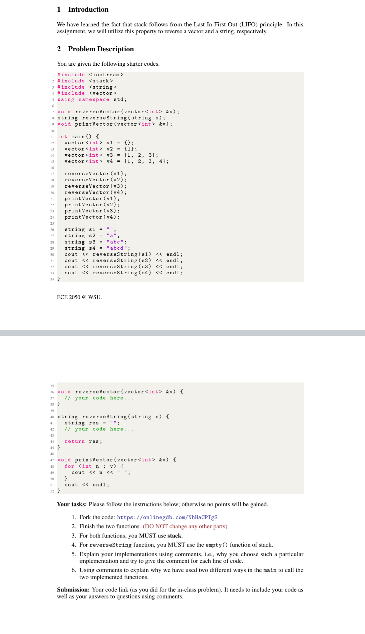 Solved 1 ﻿IntroductionWe have learned the fact that stack | Chegg.com