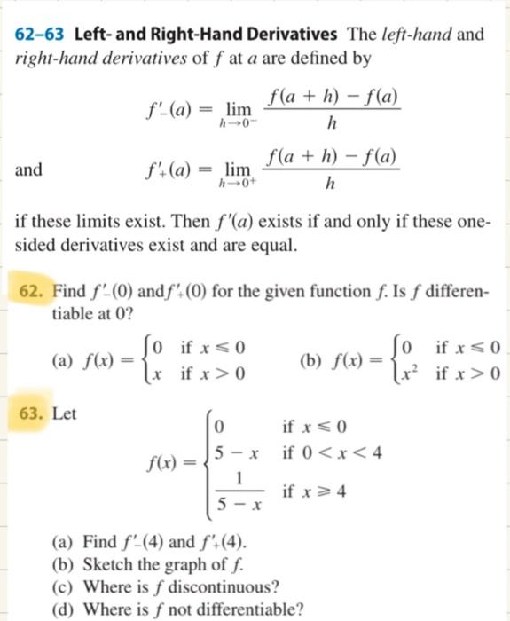 Solved 62-63 Left-and Right-Hand Derivatives The left-hand | Chegg.com