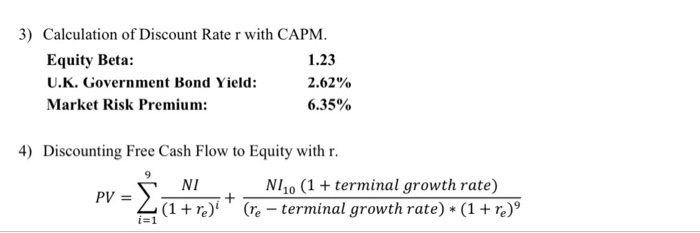 Solved 3) Calculation of Discount Rate r with CAPM. Equity | Chegg.com