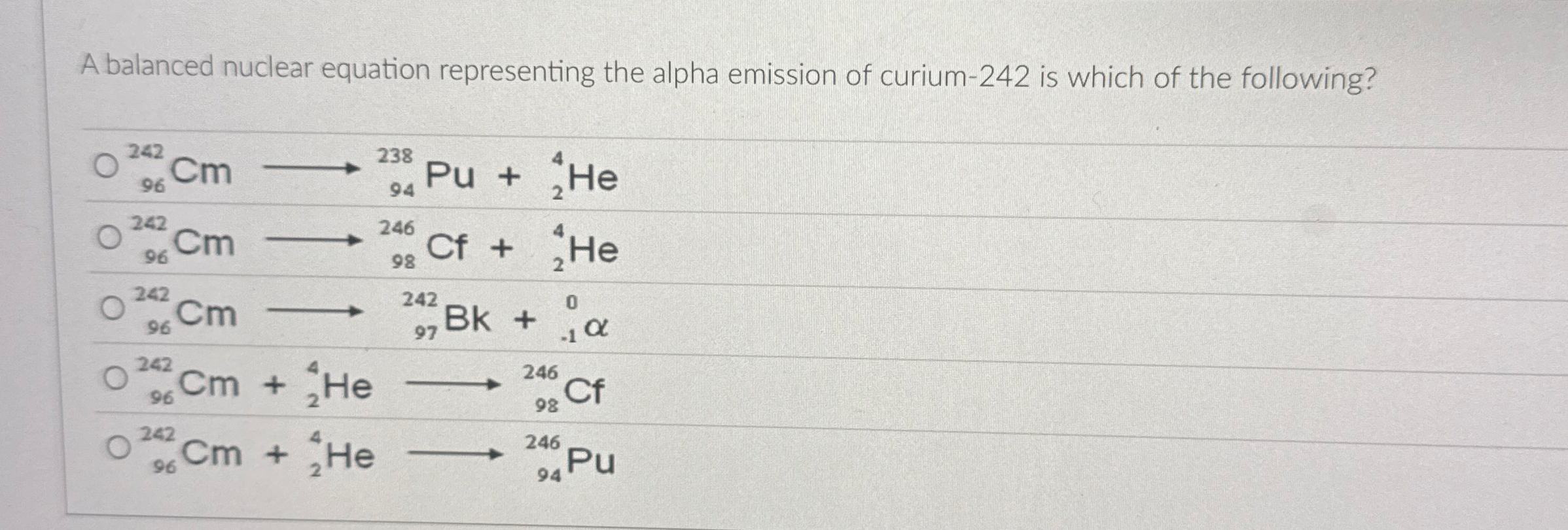Solved A balanced nuclear equation representing the alpha | Chegg.com
