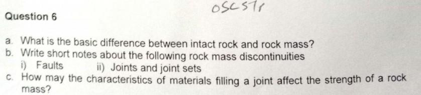 Solved a. What is the basic difference between intact rock | Chegg.com