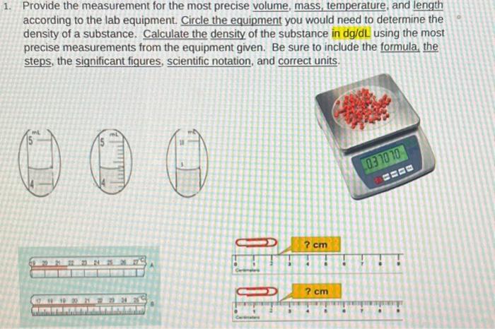 Solved Provide the measurement for the most precise volume, | Chegg.com
