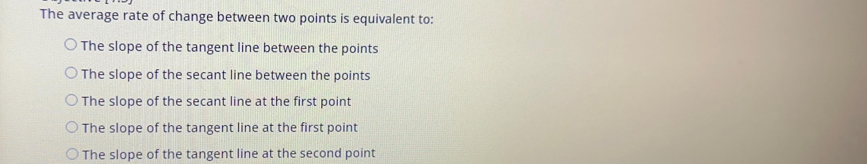 Solved The average rate of change between two points is | Chegg.com