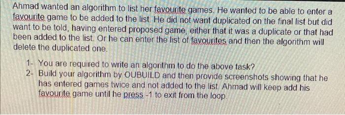 Solved i need clear answer for this qustion using OU build | Chegg.com