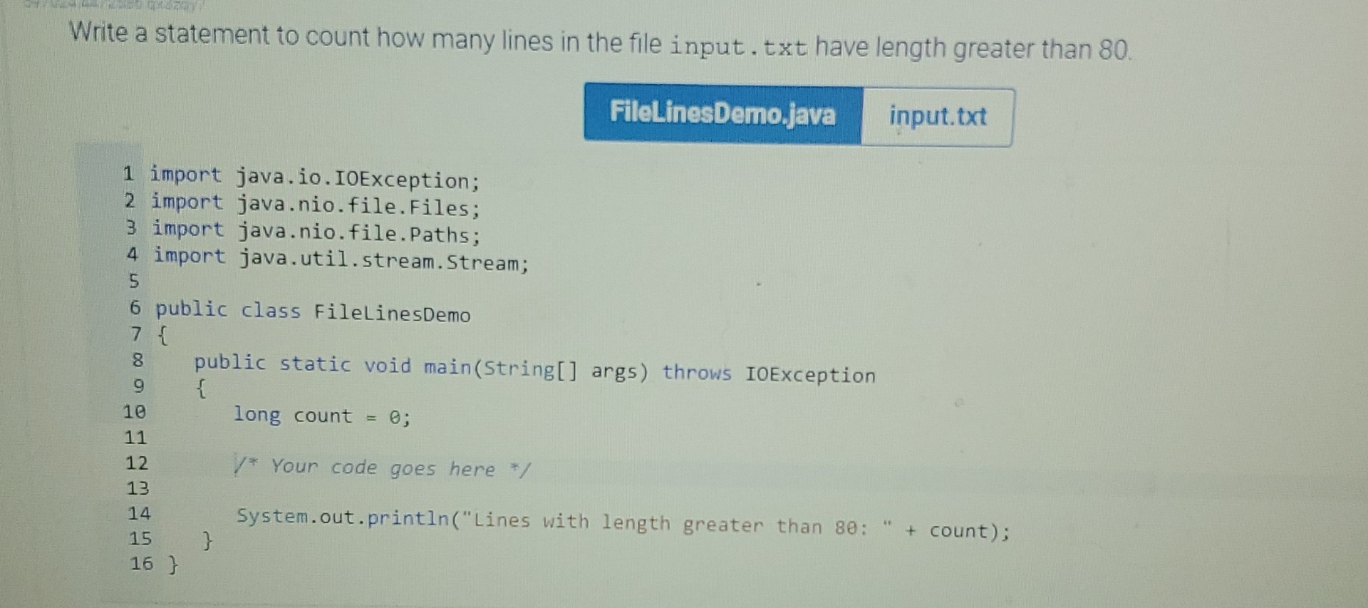 Solved Write a statement to count how many lines in the file | Chegg.com
