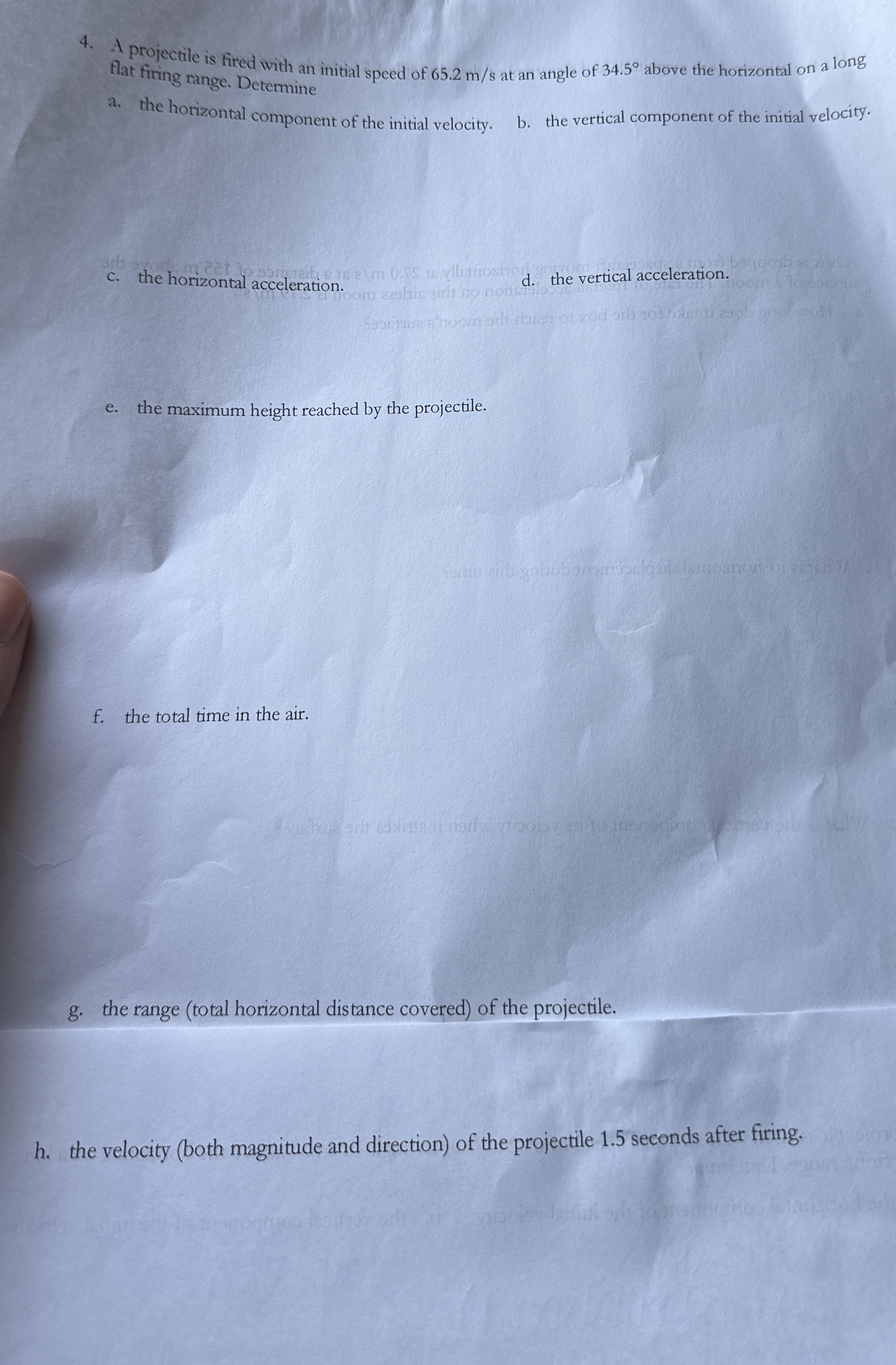 Solved A projectile is fired with an initial speed of 65.2ms | Chegg.com