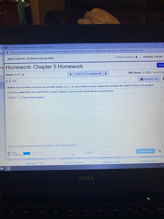 Solved Do Homework Derybewy Google Chrome math.com/Student | Chegg.com