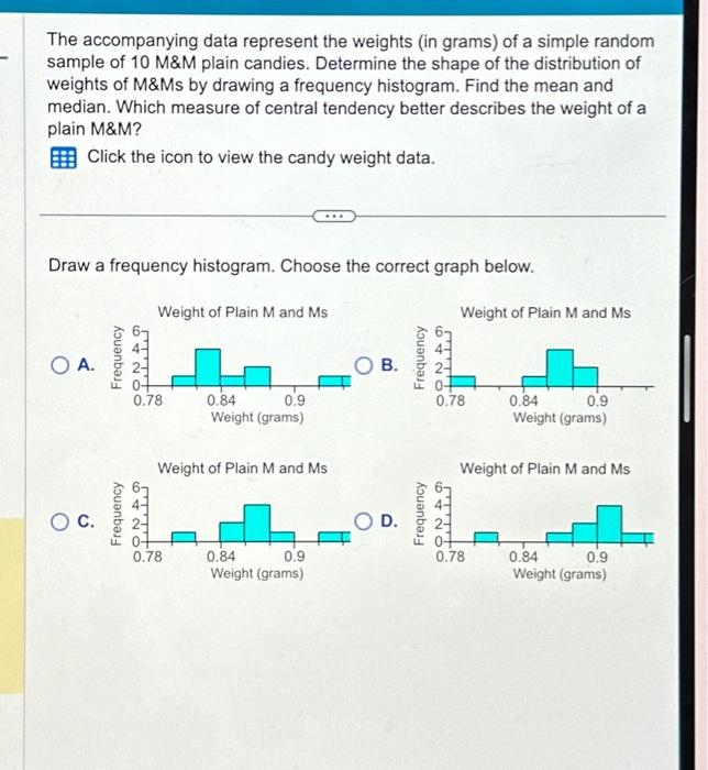 The accompanying data represent the weights (in | Chegg.com