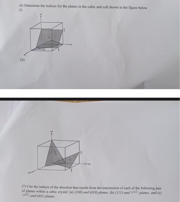Solved (6) Determine the indices for the planes in the cubic | Chegg.com Solved (6) Determine the indices for the planes in the cubic | Chegg.com