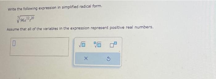 Solved Write the following expression in simplified radical | Chegg.com