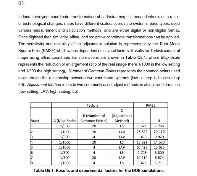 Q5. In land surveying, coordinate transformation of | Chegg.com