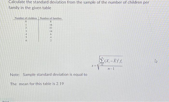 Solved Calculate the standard deviation from the sample of | Chegg.com