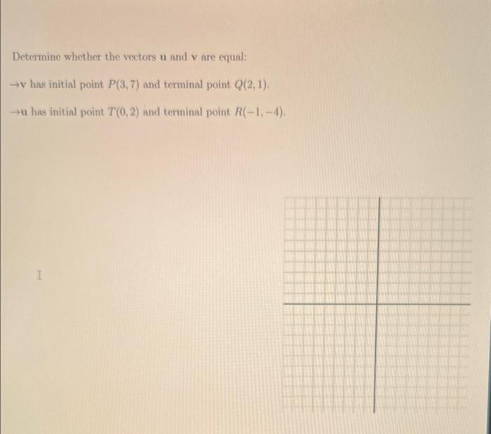 Solved Determine whether the vectors u and v are equal: →v | Chegg.com