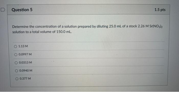 Solved Determine the concentration of a solution prepared by | Chegg.com