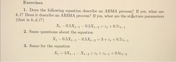 Solved 1. Does the following equation describe an ARMA | Chegg.com