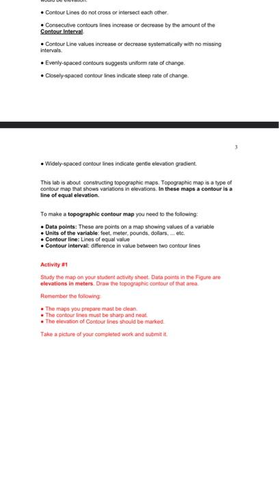 Solved vity one - contouring topographic map 1/. | Chegg.com