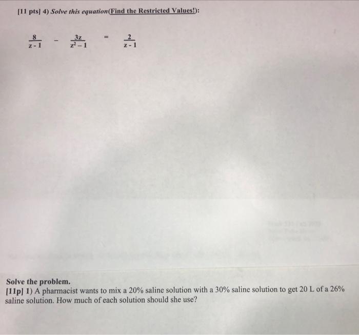 Solved [11 pts] 4) Solve this equation (Find the Restricted | Chegg.com