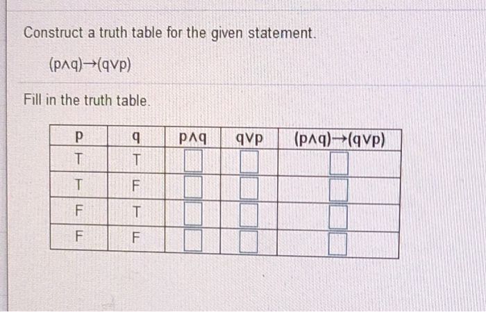 Solved Construct A Truth Table For The Given Statement 4656