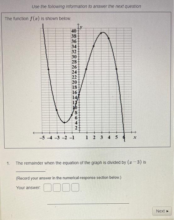 Solved the function of f(x) is shown below. The remainder | Chegg.com