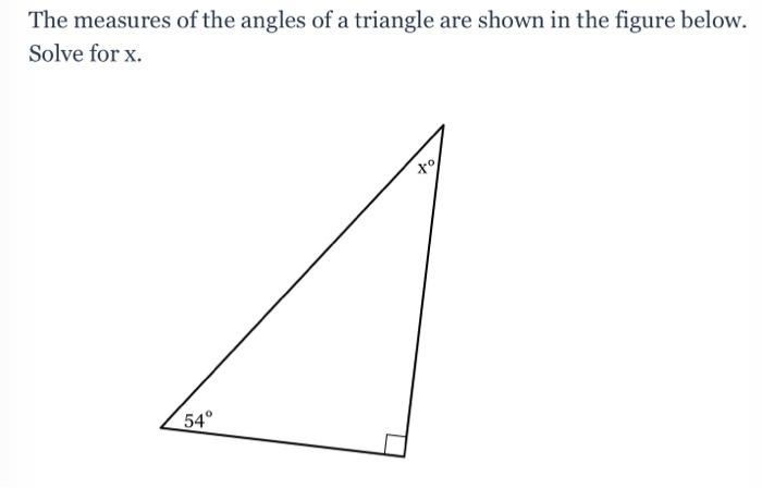Solved The measures of the angles of a triangle are shown in | Chegg.com