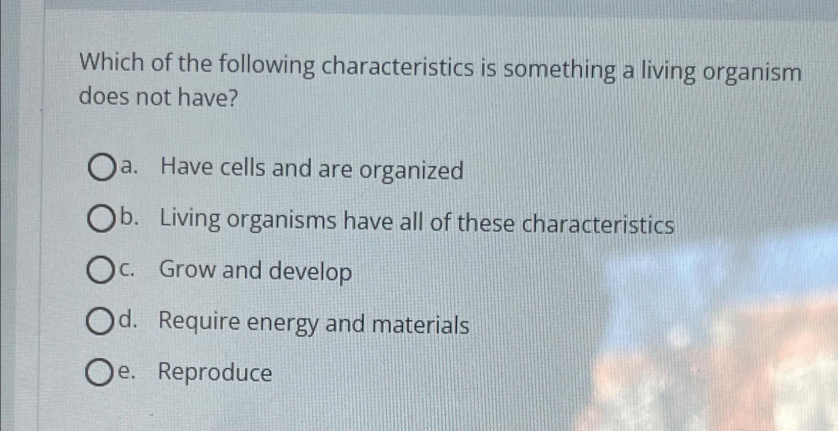 Solved Which of the following characteristics is something a | Chegg.com