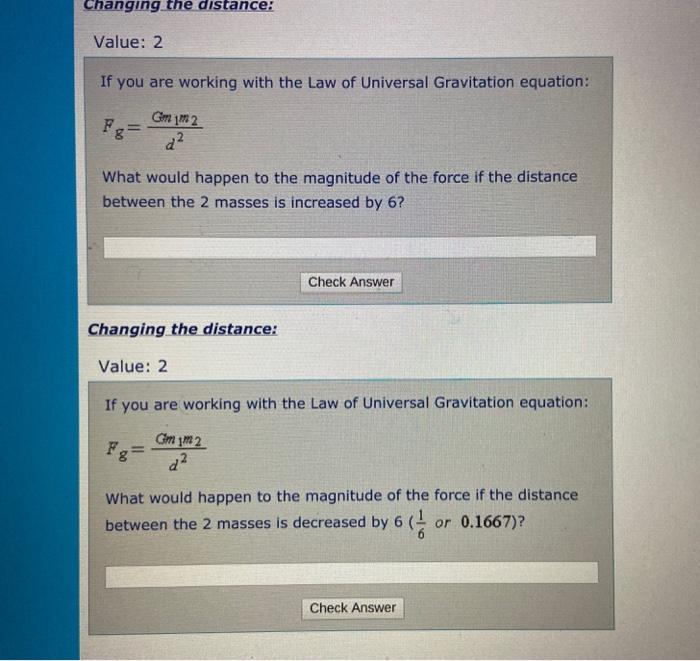 Solved Changing the distance: Value: 2 If you are working | Chegg.com