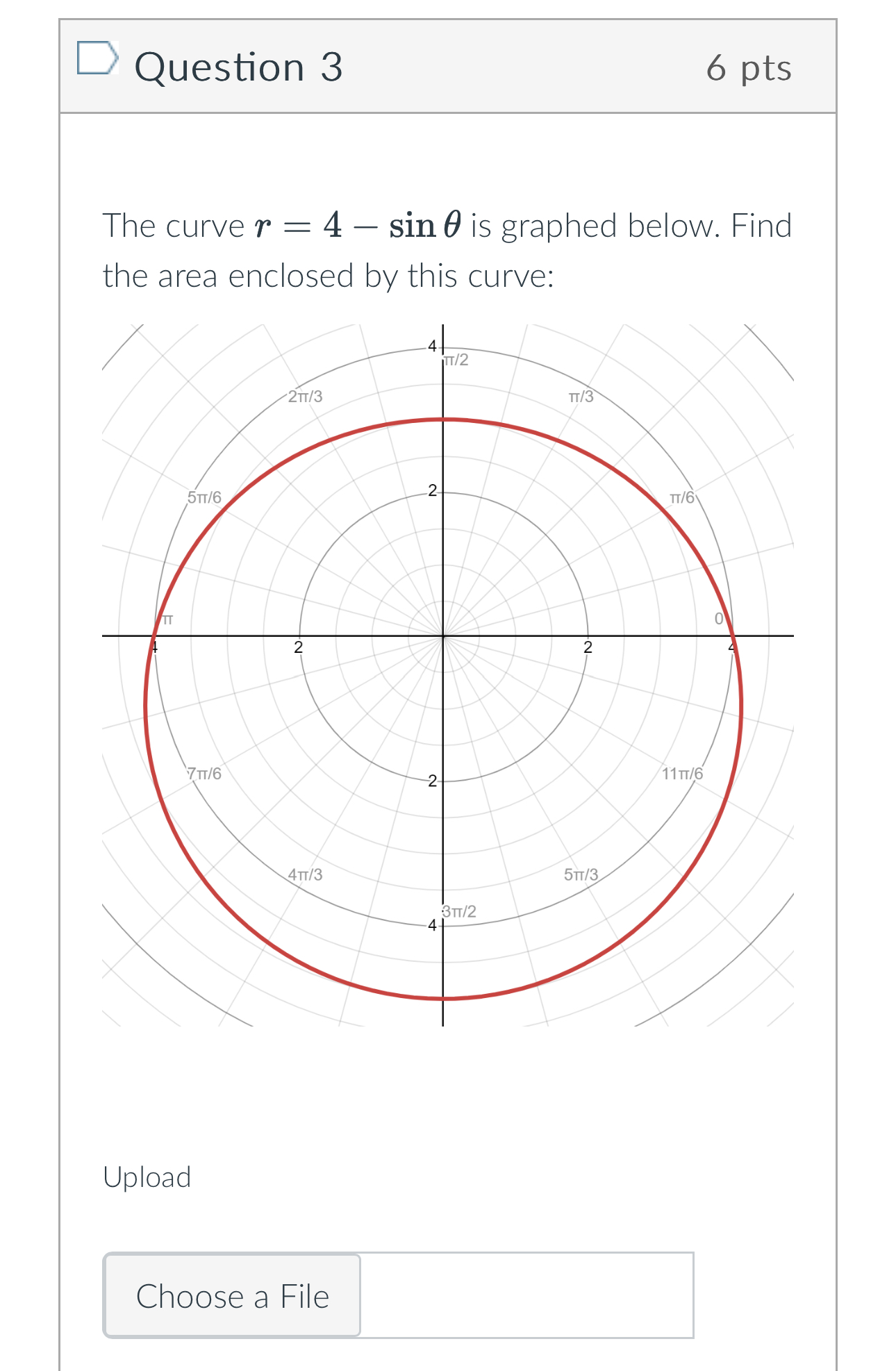 Solved Question 36ptsThe curve r=4-sinθ ﻿is graphed below. | Chegg.com