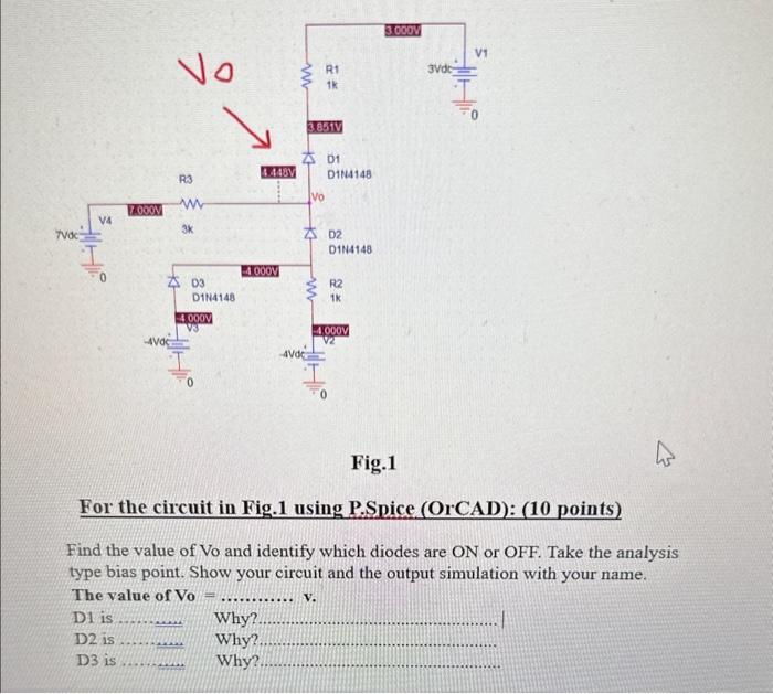 Solved Fig.1 For the circuit in Fig.1 using P.Spice (OrCAD): | Chegg.com