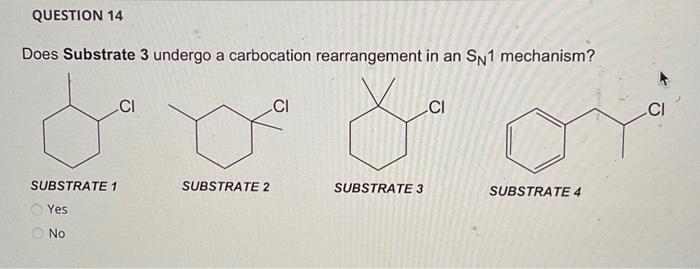 Solved QUESTION 14 Does Substrate 3 undergo a carbocation | Chegg.com