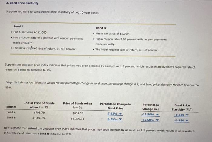 Solved 3. Bond price elasticity Suppose you want to compare | Chegg.com