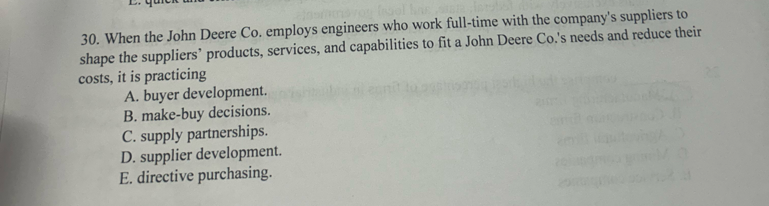 Solved When the John Deere Co. ﻿employs engineers who work | Chegg.com