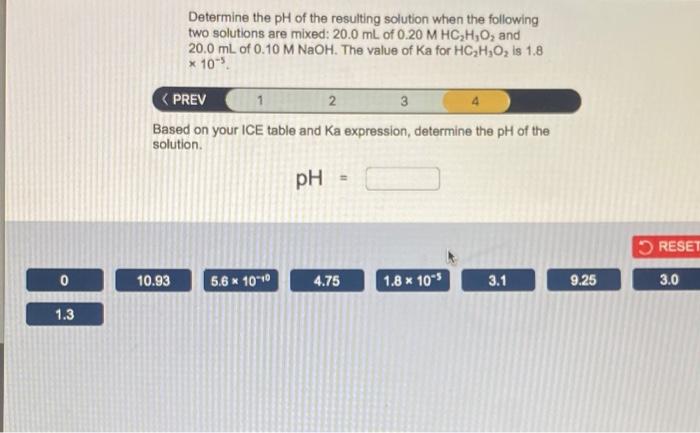 Solved Determine the pH of the resulting solution when the | Chegg.com