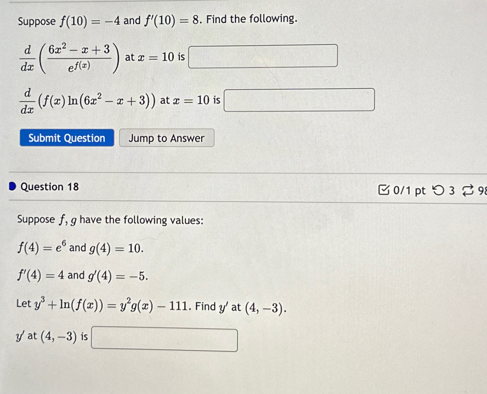 Solved Suppose f(10)=-4 ﻿and f'(10)=8. ﻿Find the | Chegg.com