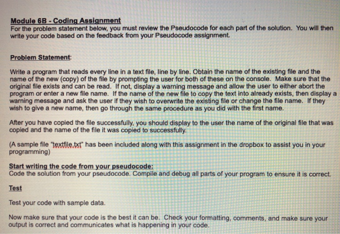 Solved Module 6b Coding Assignment Problem Statement Must Review Pseudocode Part Solution 7562