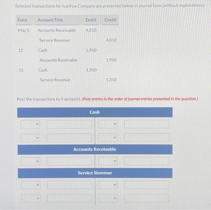 Solved Selected transactions for Ivanhoe Company are | Chegg.com