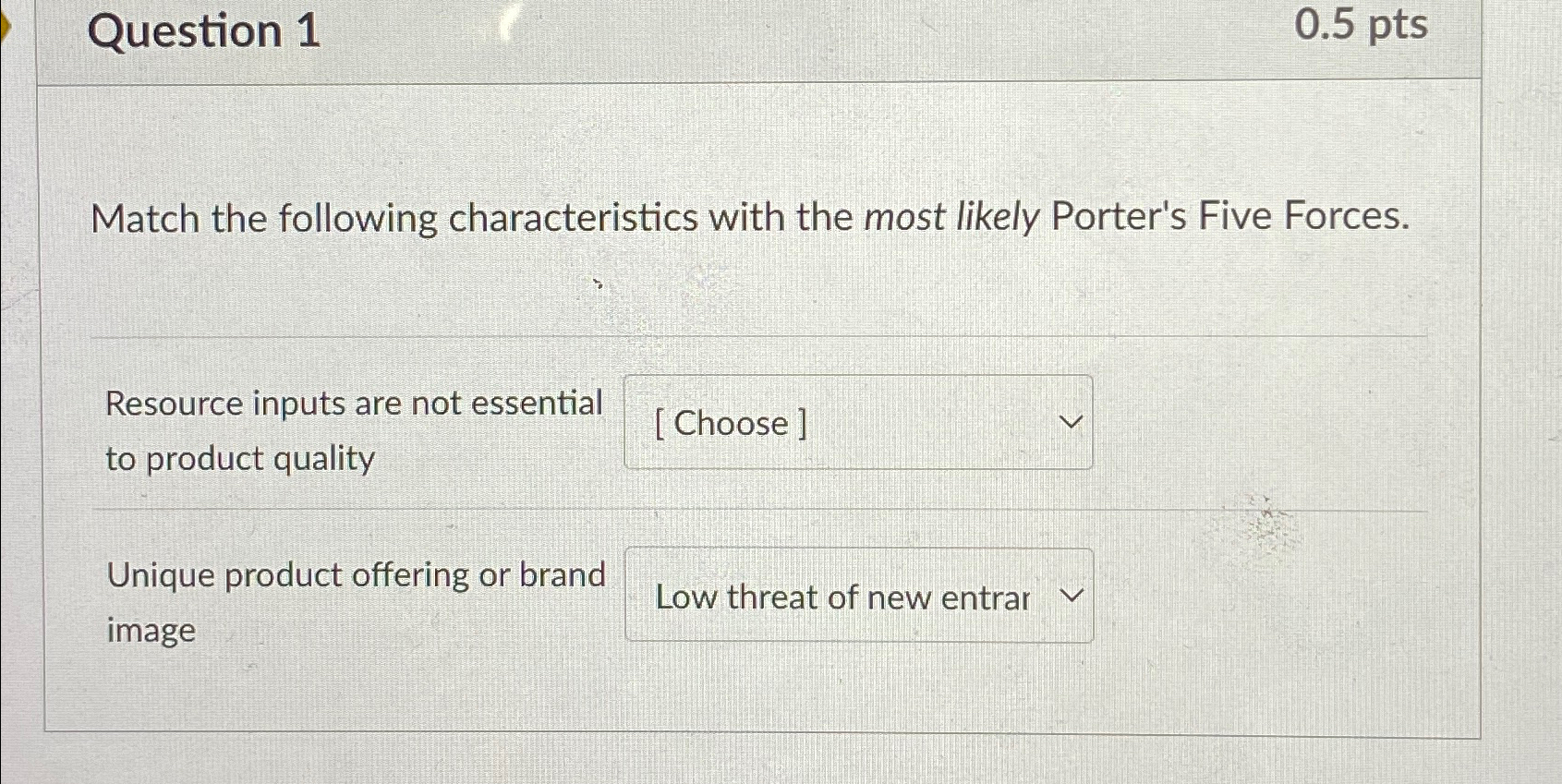 Solved Question 10.5ptsMatch the following characteristics | Chegg.com
