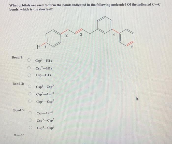 Solved What orbitals are used to form the bonds indicated in | Chegg.com