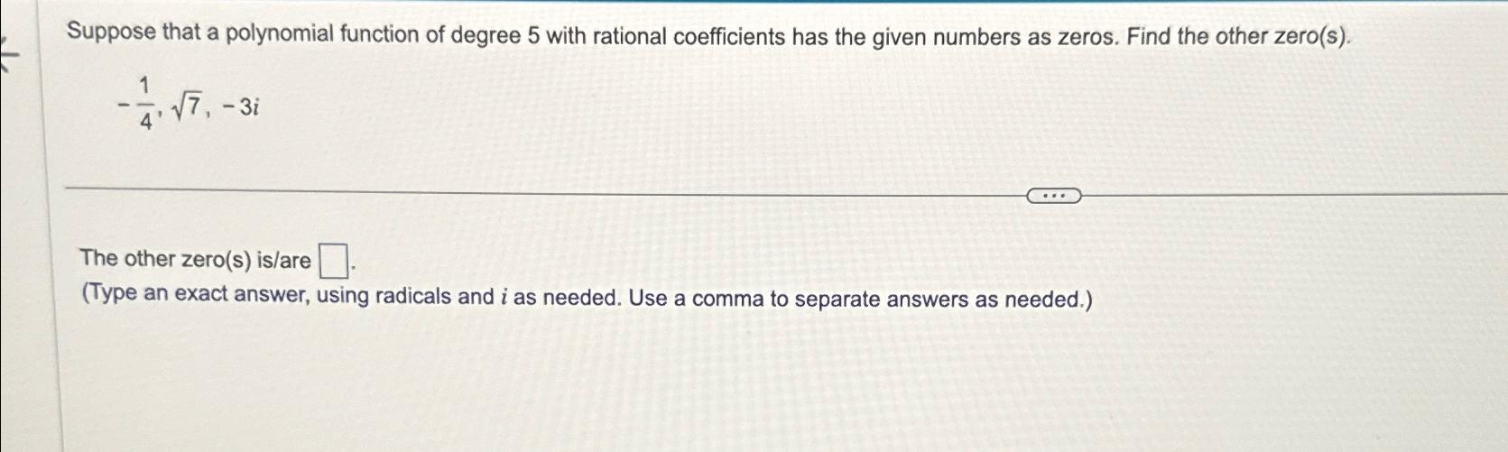 Solved Suppose that a polynomial function of degree 5 ﻿with | Chegg.com