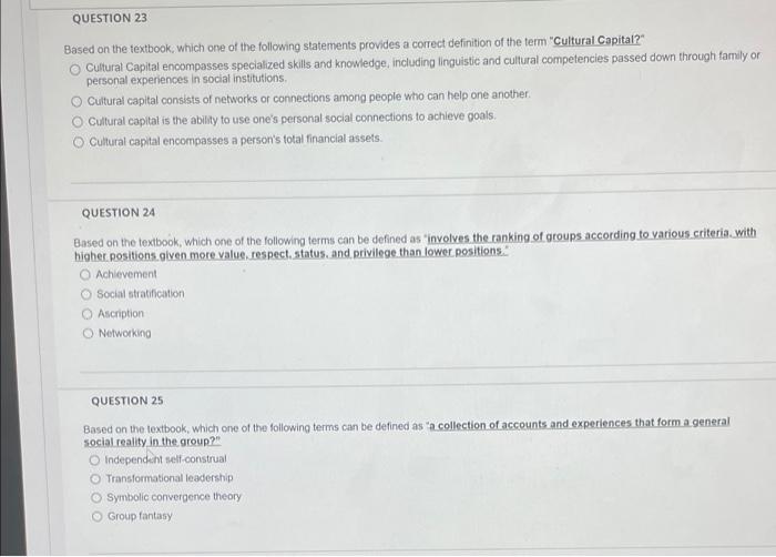 QUESTION 23 Based on the textbook, which one of the | Chegg.com