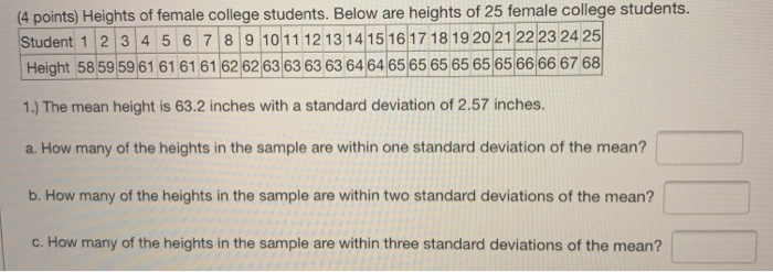Solved (4 points) Heights of female college students. Below | Chegg.com