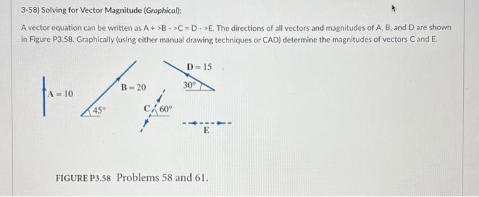 Solved 3-58) Solving for Vector Magnitude (Graphical): A | Chegg.com