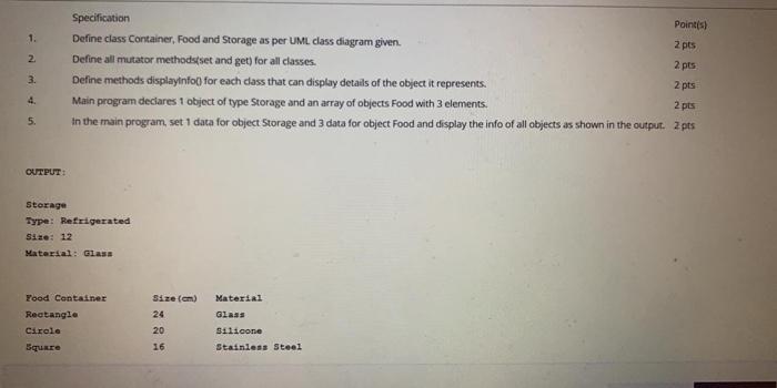Solved Based on the UML class diagram and specification | Chegg.com