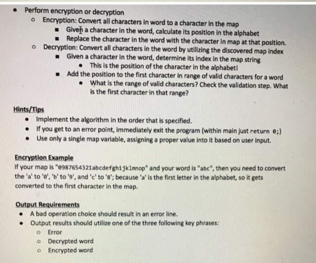 Assignment Specifications Decryption and encryption | Chegg.com