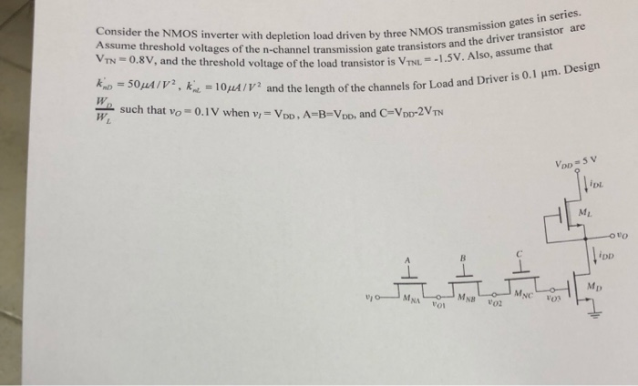 Solved Consider the NMOS inverter with depletion load driven | Chegg.com