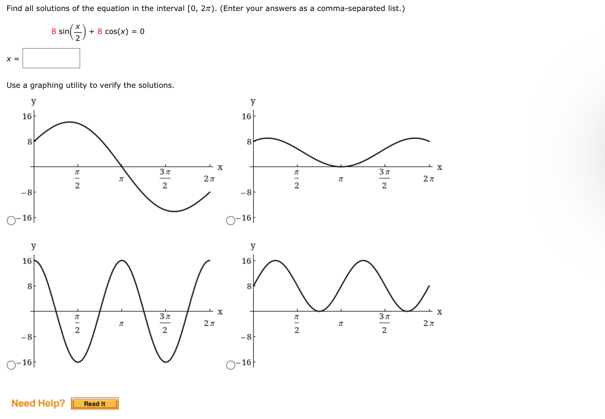 Solved Find all solutions of the equation in the interval | Chegg.com