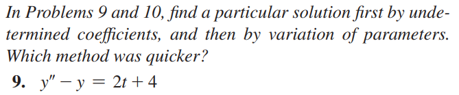 Solved In ﻿Problems 9 ﻿and 10, ﻿find a particular solution | Chegg.com
