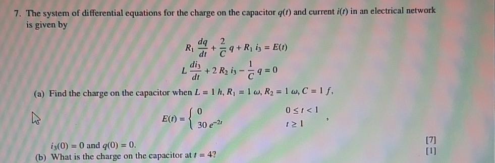 Solved + 7. The system of differential equations for the | Chegg.com