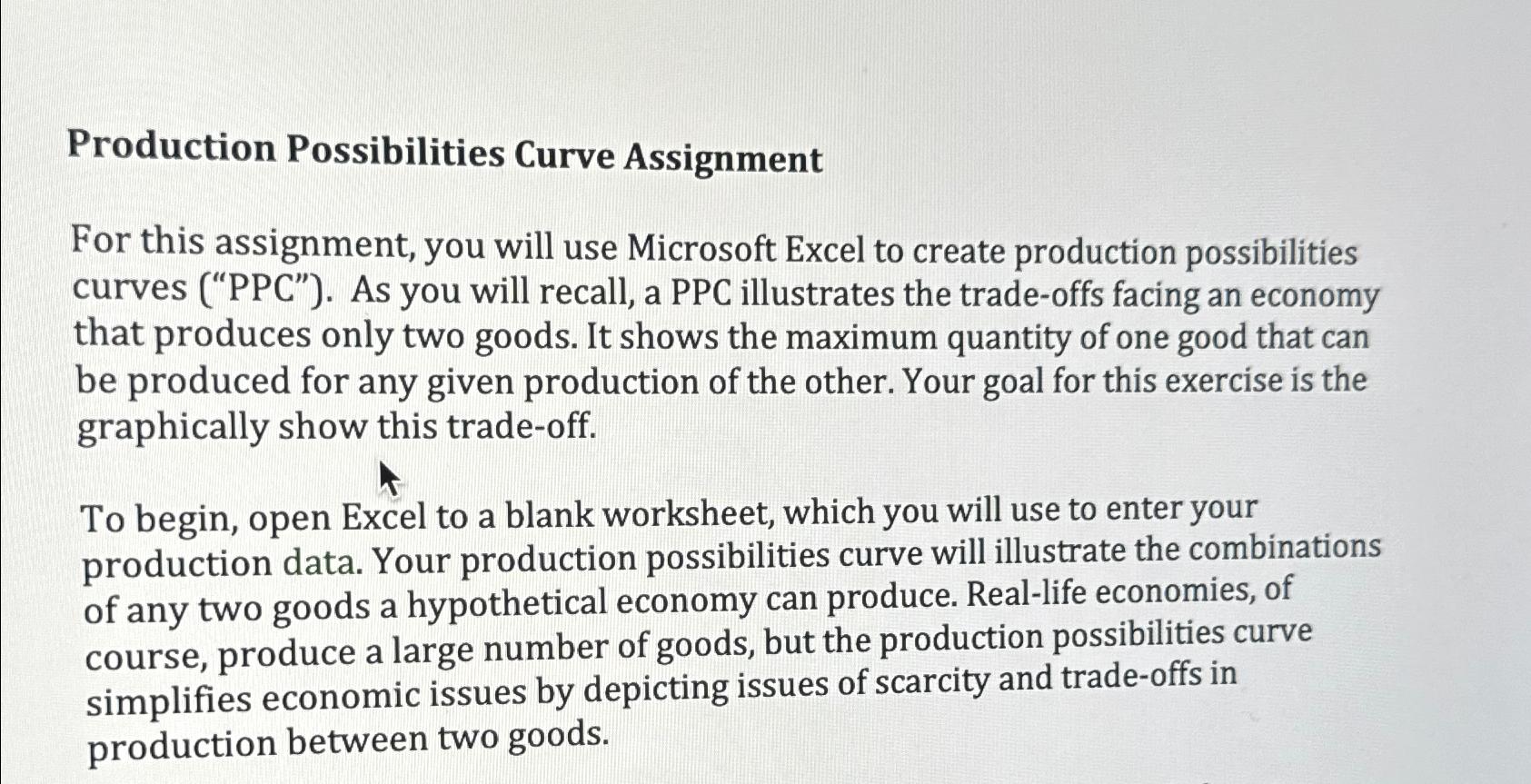 Solved Production Possibilities Curve AssignmentFor this | Chegg.com