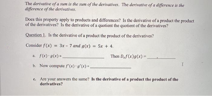 Solved The derivative of a sum is the sum of the | Chegg.com